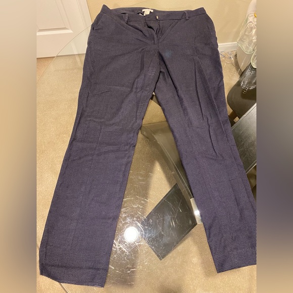 H&M | Pants & Jumpsuits | Navy Blue Muted Polka Dot Work Pants | Poshmark